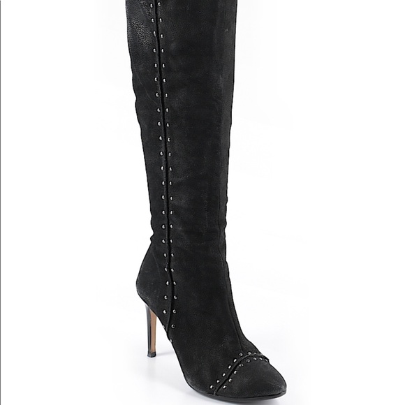 Max Studio | Shoes | Leather Silver Studded Tall Boots | Poshmark